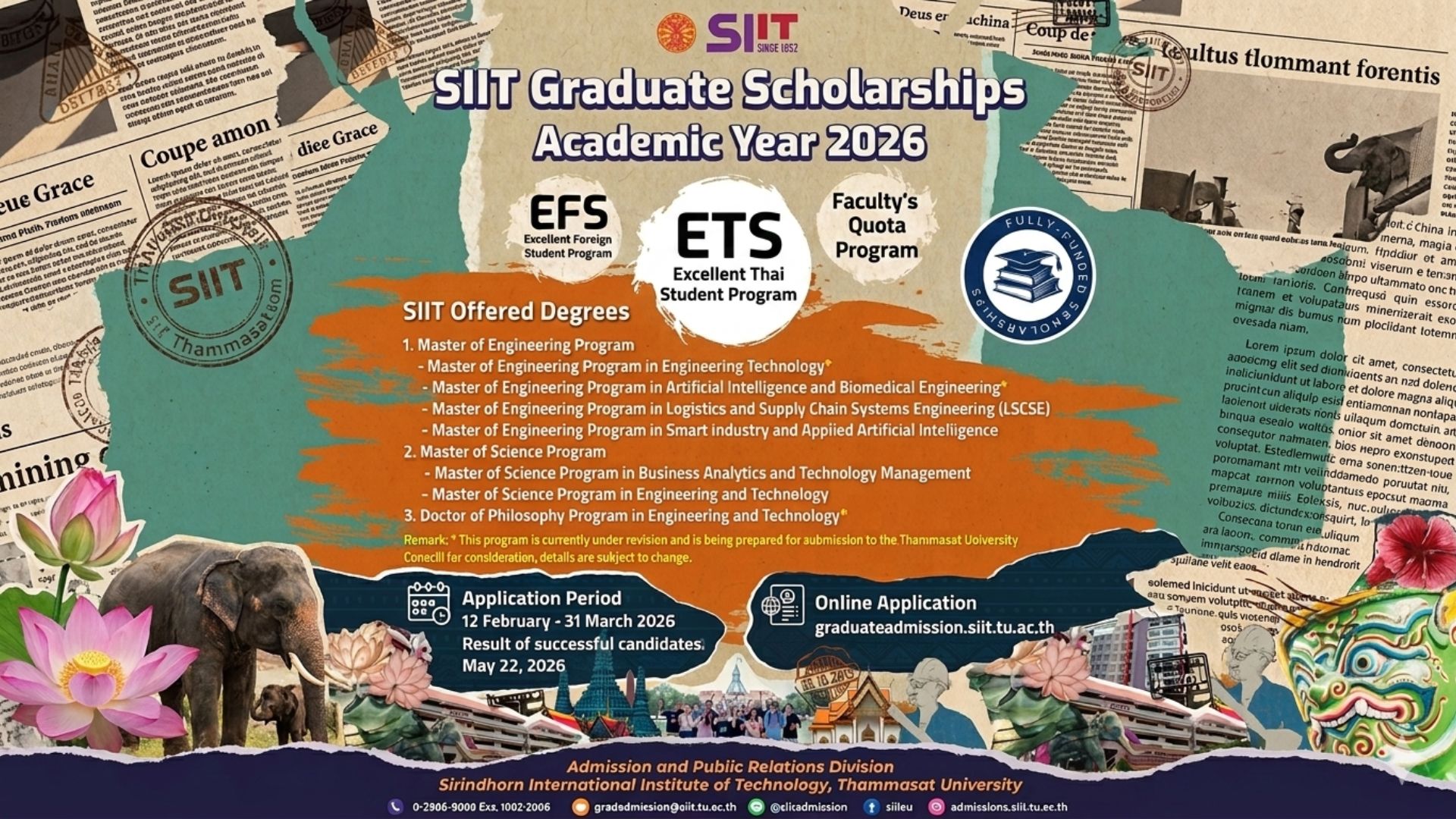 SIIT Graduate Scholarships With Full Tuition & 10k Bath/Month Stipend ...